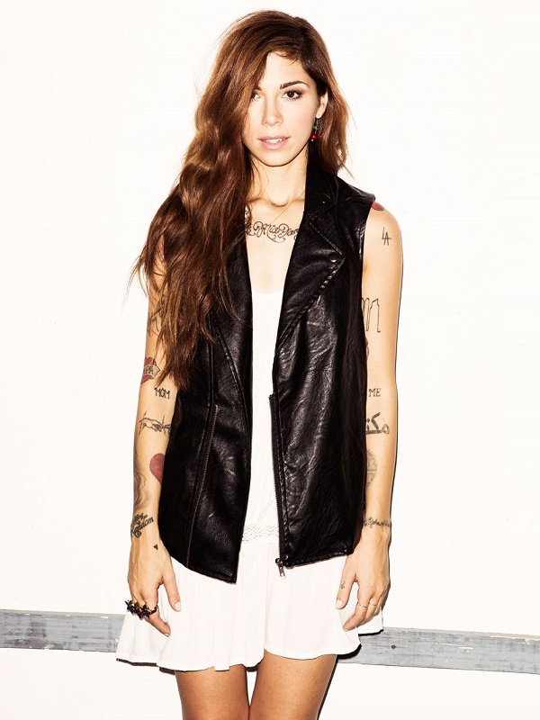 American singer-songwriter Christina Perri Leather Vest