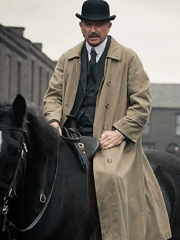 Sam Neill Peaky Blinders Arthur Shelby Brown Wool Trench Coat