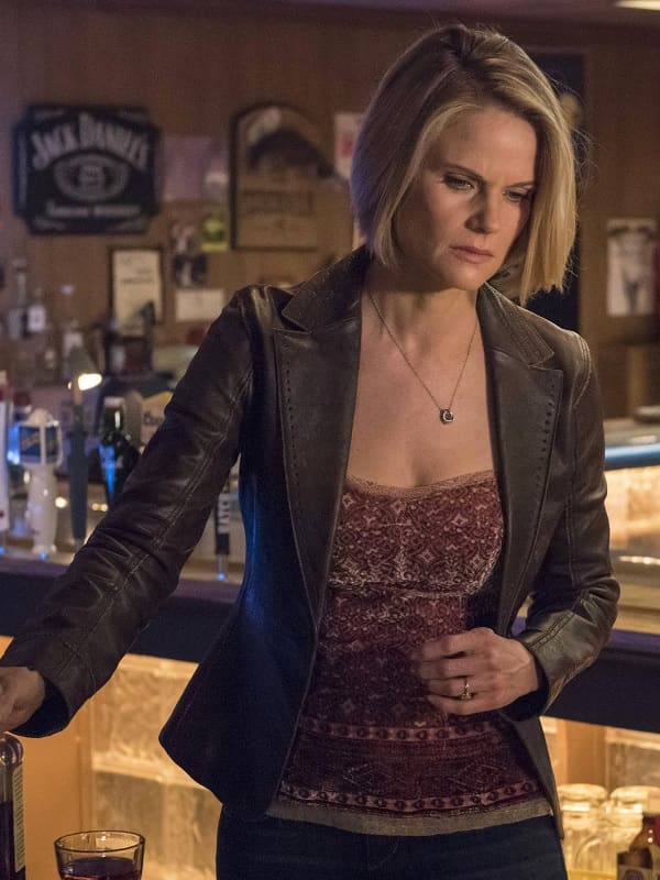 Justified Ava Crowder Joelle Carter Brown Leather Blazer