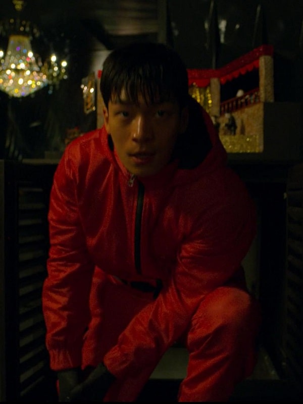 Wi Ha-Joon Squid Game Hwang Jun-ho Red Hooded Jacket
